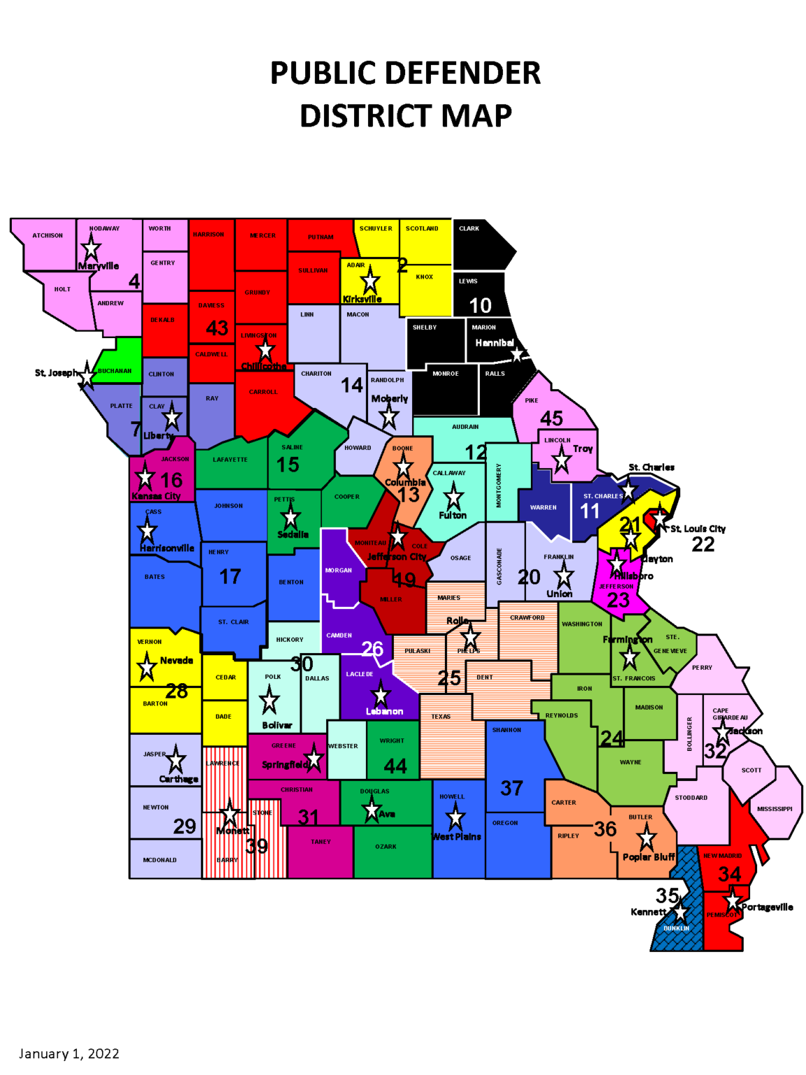 Map of Districts | Missouri State Public Defender